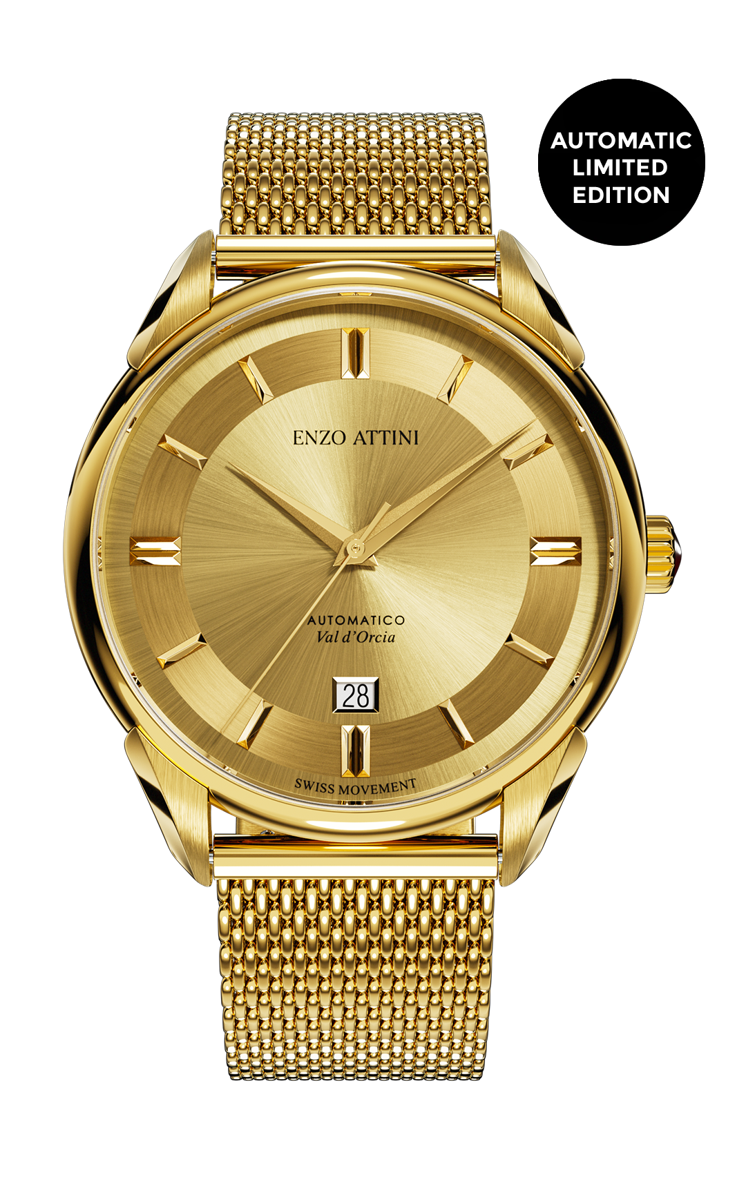 Val d'Orcia Automatic lll / Mesh Strap, Swiss Movement – enzoattini.com