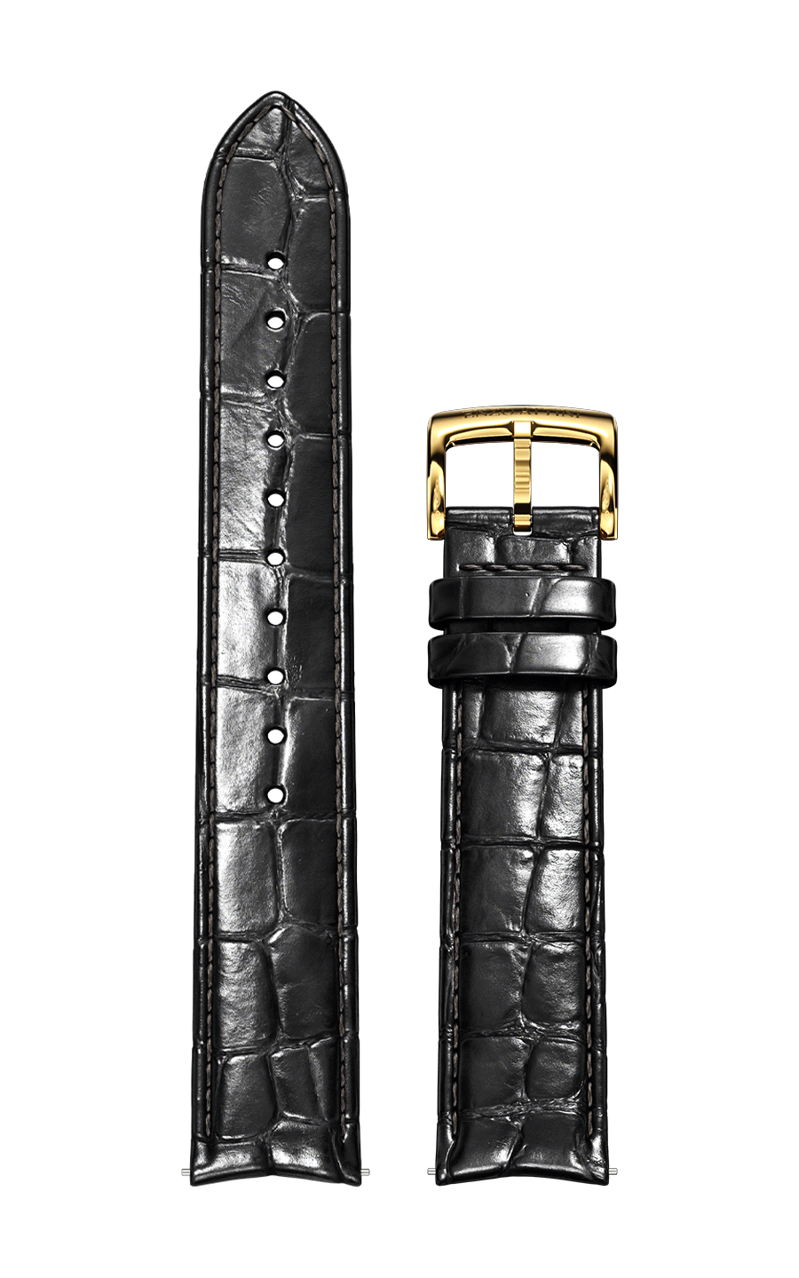 Black Italian Leather Strap (croc pattern) / Gold Color Buckle ...