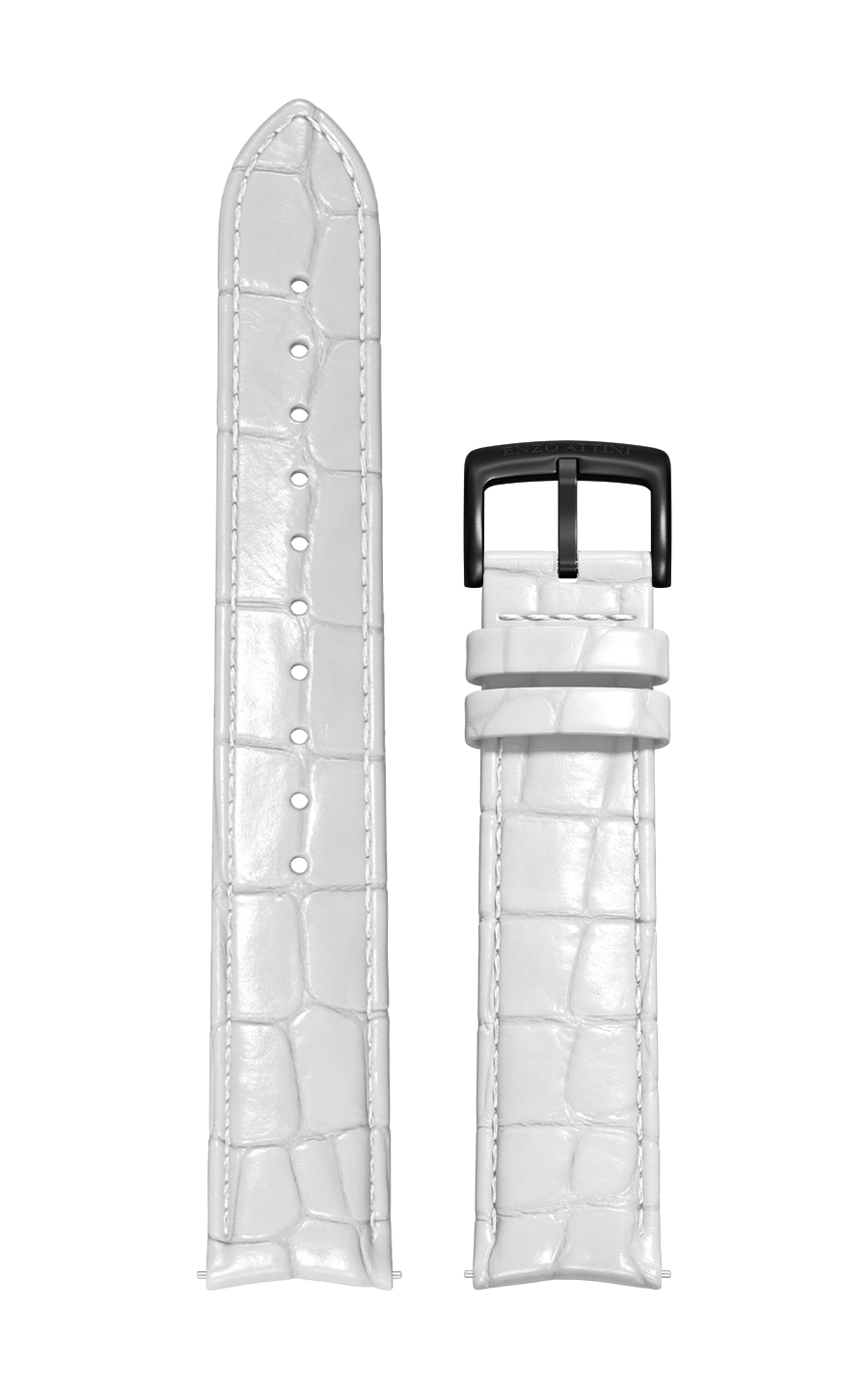 White Italian Leather Strap (croc pattern) / Black Color Buckle ...